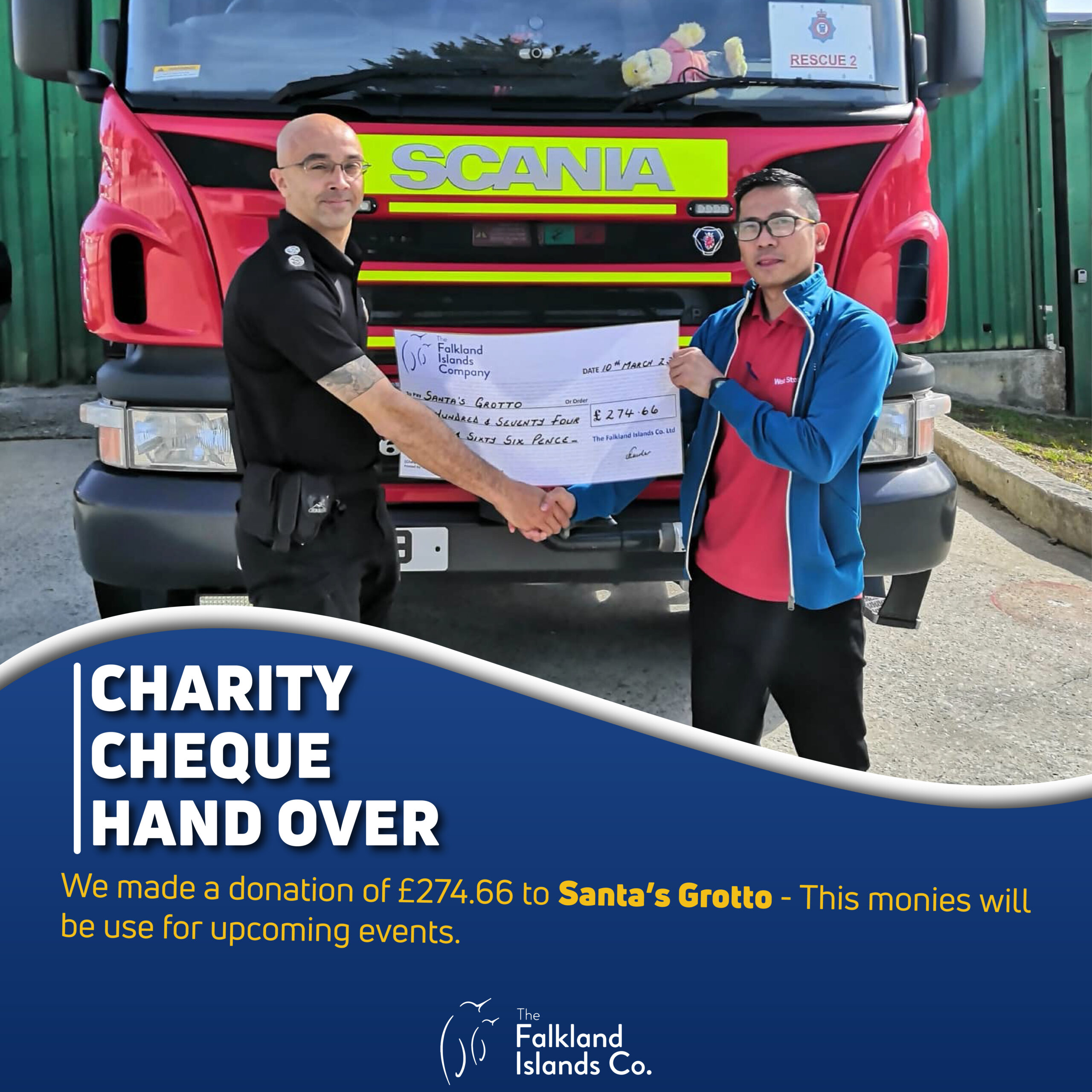 Charity Cheque Hand Over - The Falkland Islands Company
